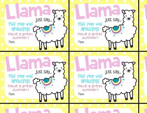 Llama-themed End of Year Gift Tag- Llama just say...This year was amazing!