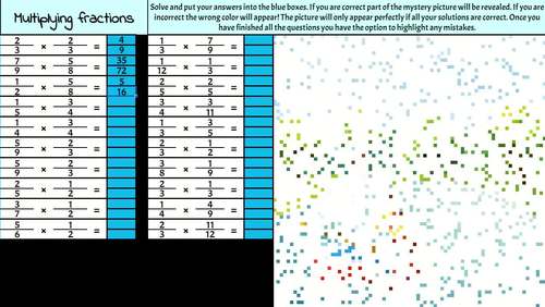 Multiplying Fractions Pixel Art Digital Activity by Pick Up and Go ...