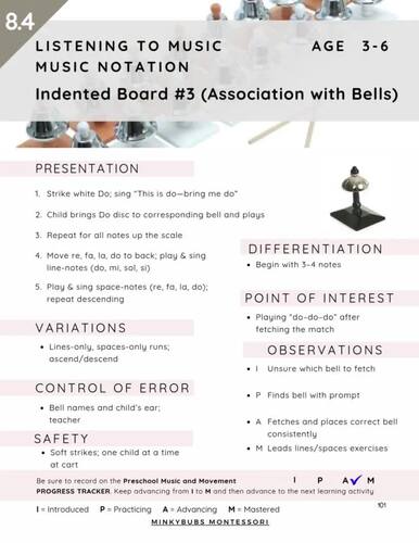 Preschool Music Lessons Montessori Bells MUSIC NOTATION Montessori Manual