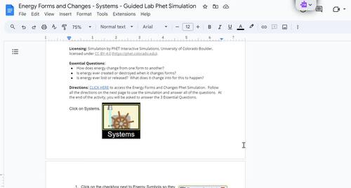 Energy Transfer and Systems - Phet Simulation Guided Lab - Worksheet ...