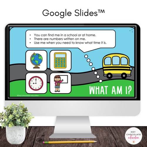 Back to School Vocabulary What am I? Guessing Game | Digital Google Slides™