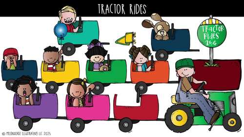Tractor Ride clip art Amusemet Park clip art Fair clip art COLORED Version