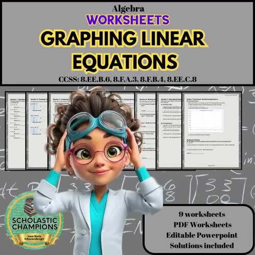 GRAPHING LINEAR EQUATIONS - Algebra Worksheets - PDF/PPTX | TPT