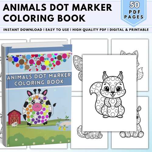 Animals Dot Marker Coloring Pages | Dauber Activities for Preschool