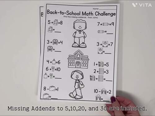 Seasonal Differentiated Missing Addends to 5 to 10 to 20 to 30 ...