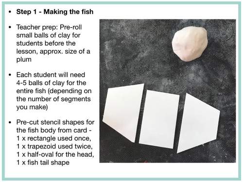 CERAMICS SCULPTURE Art Project for TEXTURED FISH MOBILES guided lesson ...