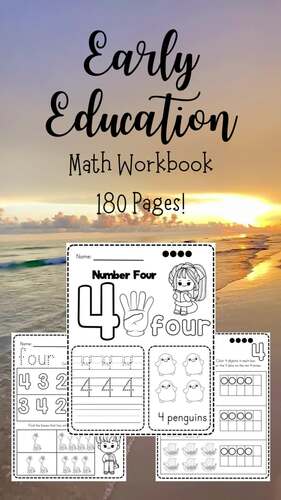 Year Long Early Elementary Math Workbook-180 Pages! by Flower Power Teacher