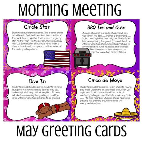 Morning Meeting Greetings ~ May by Lessons By The Lake | TPT