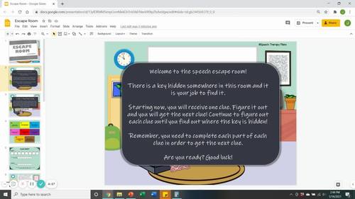 No Prep Google Slides™ Story Grammar Escape Room by Speech Therapy Plans