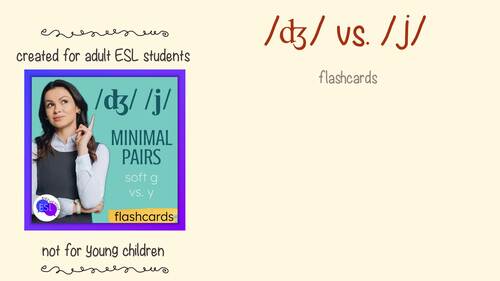J Y Minimal Pairs FLASHCARDS for Adult ESL Pronunciation by Rike Neville