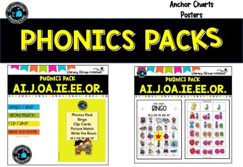 Phonics Bingo, peg cards, write the room, word match,worksheets AI J IE ...
