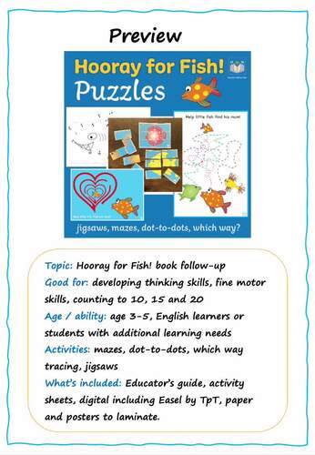 Hooray for Fish Puzzles by Teachers Telling Tales | TPT