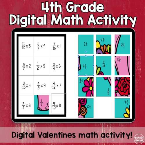 4th Grade Decimals and Fractions Valentine's Digital Math | Distance ...