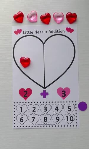 Little Hearts Addition: Hand's-On Valentine’s Math Center Game for ...