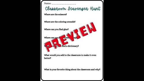 Classroom Scavenger Hunt | Beginning of the Year Activity (EDITABLE)
