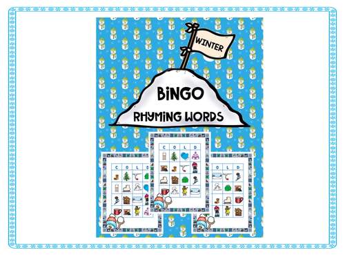 Winter Themed Bingo Rhyming Words 30 Cards by Pint Size Learners