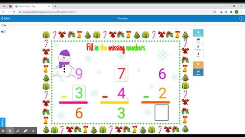 Subtraction Missing Numbers Within 20 Christmas Math Boom Cards | TpT