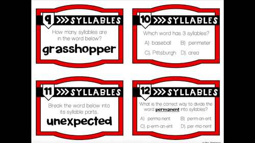 Syllable Task Cards | Print and Digital | Google Slides ™ by Mrs Martinson