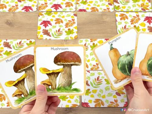 Autumn Season Memory Game: Visual Matching Cards & Concentration Activity