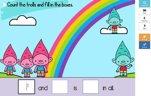 Understanding Addition | Trolls | BOOM CARDS by Teaching Literacy