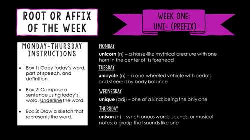 Latin Root & Affixes Bell-ringer by Audra Kahne | TPT