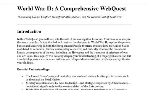 World War II WebQuest by PBL History & Civics | TPT