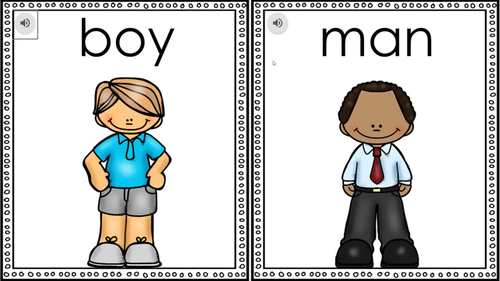 Picture Noun Flash Cards Print and Digital by Kinesthetic Classroom