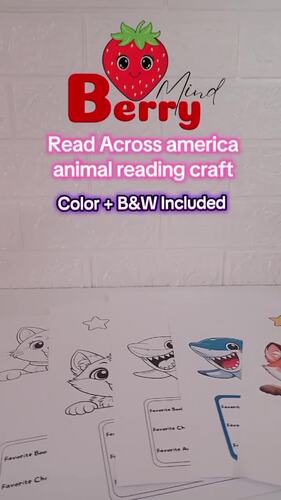 Animals Reading Craft – Read Across America Week printable activity
