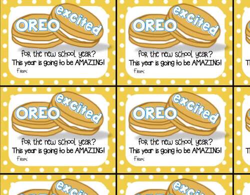 Golden Oreo Beginning of Year Gift Tag- Oreo excited for the new school ...