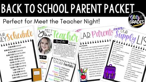 Meet the Teacher Back to School Parent Packet Parent Info Packet