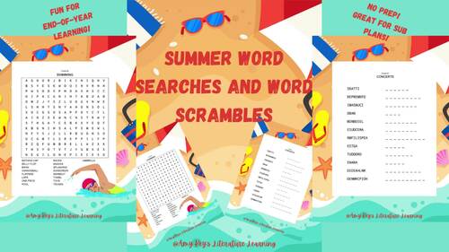 Summer End of Year Packet Word Searches & Scrambles & Informational ...