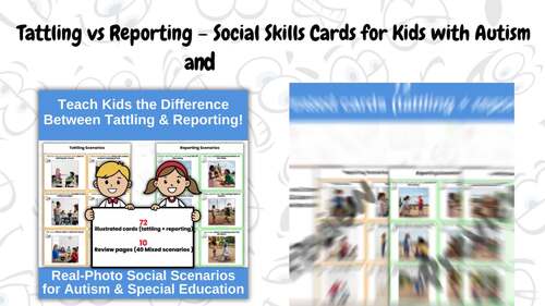 Tattling vs Reporting Cards | Social Skills for Autism & Special Ed