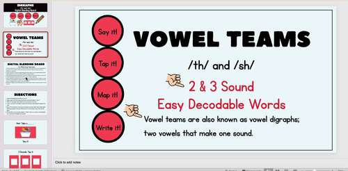 Digraphs /th/ & /sh/, PPTX, Phonics & Reading, 2-3 Sounds Blending Board