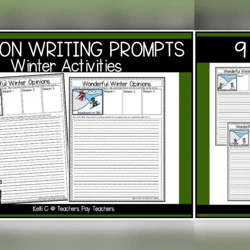 Winter Opinion Writing Prompts About Winter Activities by Kelli C