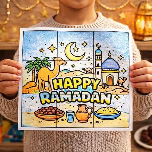 Ramadan Puzzle Cut and Paste Worksheets for Kids | Fine Motor & Holiday ...