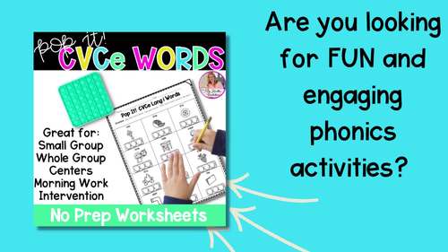 Pop It! CVCe No Prep Worksheets | Long Vowels by Fiddleheads | TpT