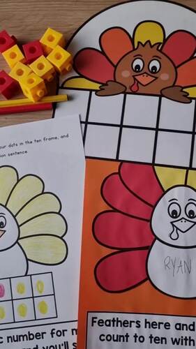 Turkey Craftivity Make Ten, Decompose 10, Thanksgiving Addition Math ...