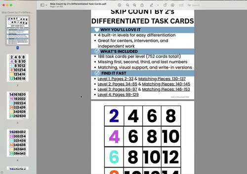 Skip Counting by 2s to 100 Task Cards | Missing Numbers | Leveled Math ...