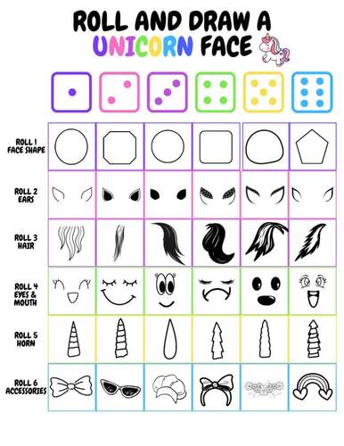 Roll and Draw a Unicorn Game | Fun Printable Unicorn Activity for Kids ...