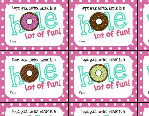 Donut Christmas (Winter) Holiday Gift Tag- Hope your winter break is a ...