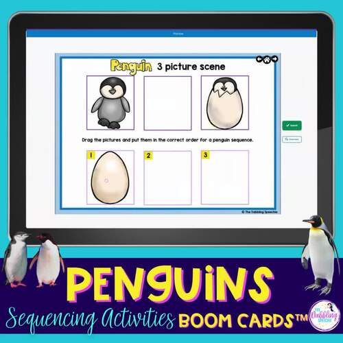 Penguin Life Cycle Sequencing Activity Boom Cards by The Dabbling Speechie