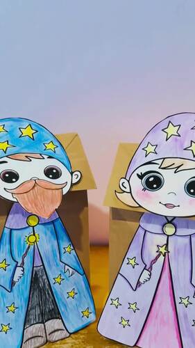 Wizard Paper Bag Puppet Craft | Magic Classroom Birthday Party Activity ...