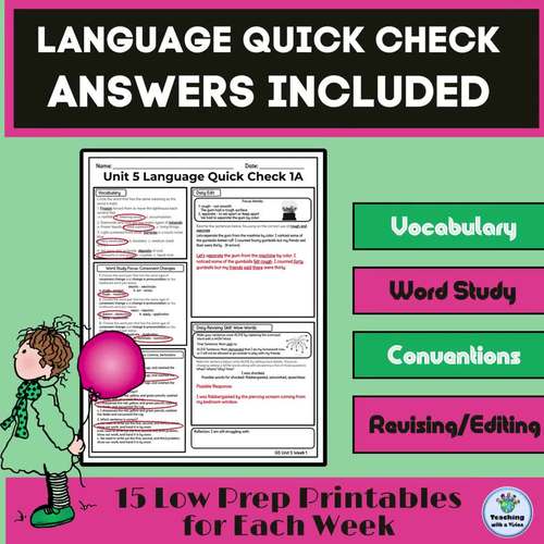 myView Grade 5 Unit 5 Weeks 1-5, Language Quick Check Homework, Morning ...