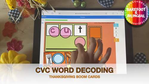 Thanksgiving Boom Cards - CVC Words Game - Decoding Words | TPT