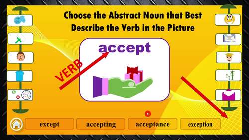 End of Year Digital Game Form Abstract Nouns from Verbs Vocabulary Grammar