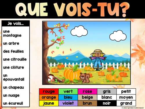 Que vois-tu? l'automne French Fall Picture Prompts by Sprinkle it with ...