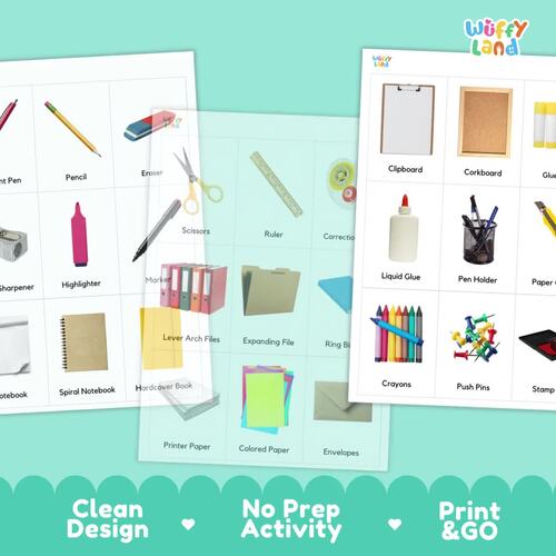 Stationery Store Dramatic Play Vocabulary Flashcards School Supplies ...