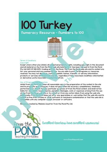 Turkey 100 Chart Puzzles | Fun Numbers to 100 Math Activity by From the ...
