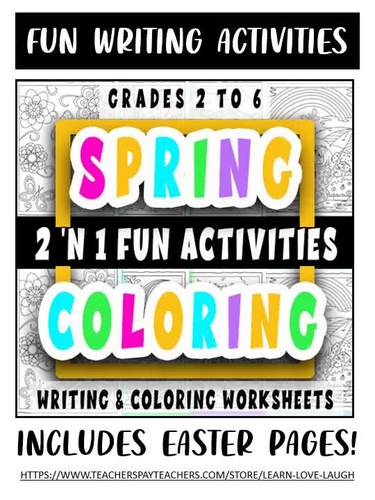 Spring Coloring Pages! Easter Writing 2-in-1 Coloring Worksheets 27 Fun ...
