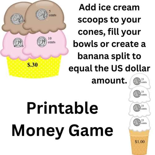 Ice Cream Party Money Game – Practice Counting USA Money with a Sweet ...